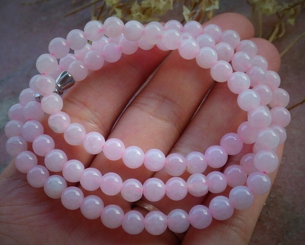 Pink Jadeite Jade Grade A Certified Necklace 6mm Round Beads - Etsy