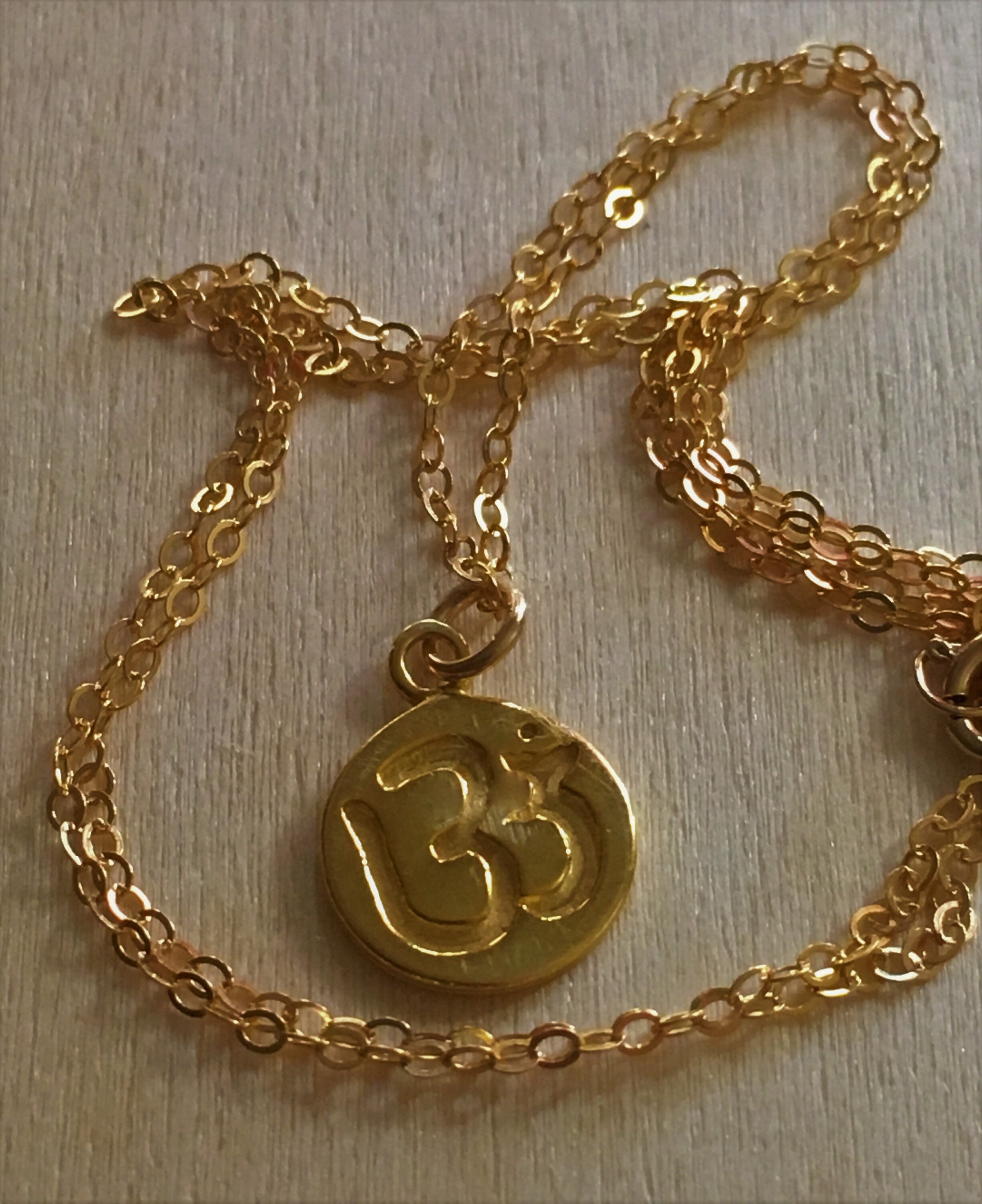 OM ... in 14K Solid Gold With 14K Gold 20 Chain Never | Etsy