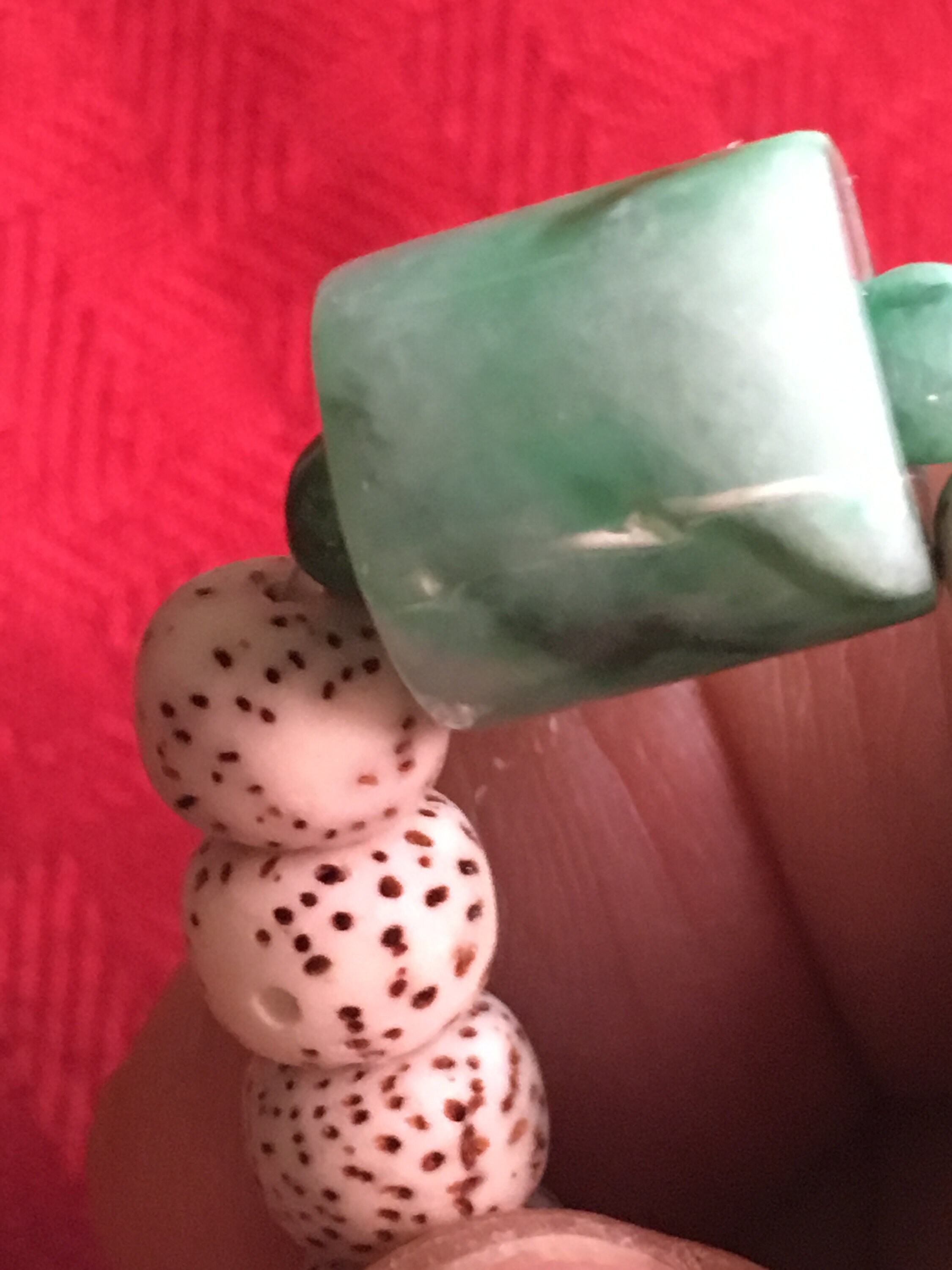 Moss in Snow Jadeite Jade Bead and Natural Daemonorops Margaritae Round ...