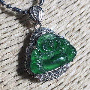 Icy Imperial Green Jadeite Jade Royal Buddha Ruyi Natural Hand-carved ...