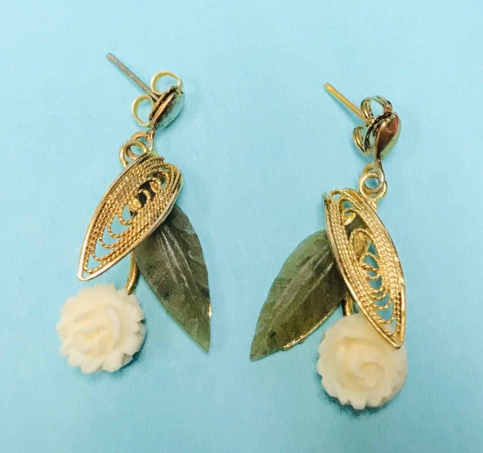 Lite Green Nephrite Jade Filigree Twisted Bone Floral Cut - Etsy