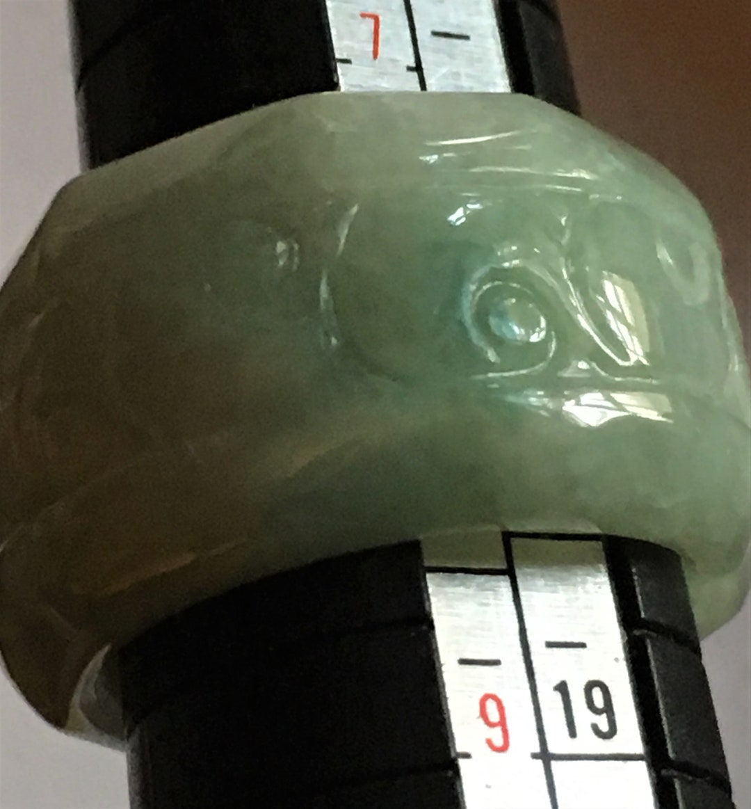 Size 8.5 or 9 Handmade Wide Jadeite Jade Large & Handsome! Apple Green ...