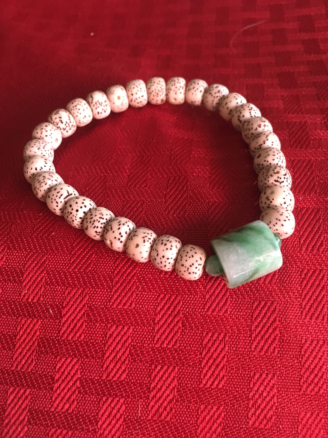 Moss in Snow Jadeite Jade Bead and Natural Daemonorops Margaritae Round ...