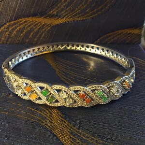 Fei Cui Icy Tri-color Jadeite Bangle, Hinged Petite-medium Wrist - Etsy