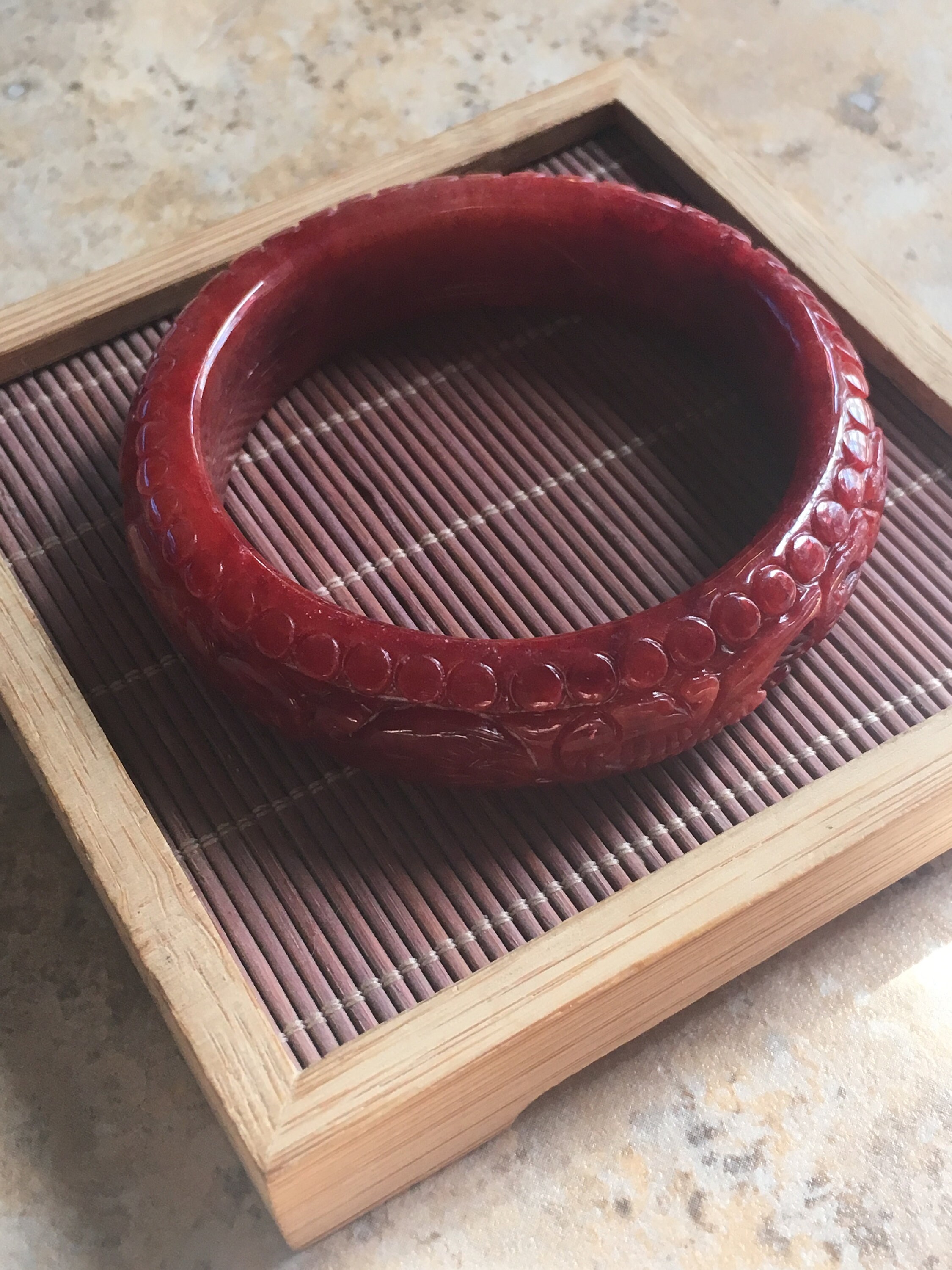 57mm Stunning Strawberry Red Moire Handmade Bangle Bracelet #668 ...