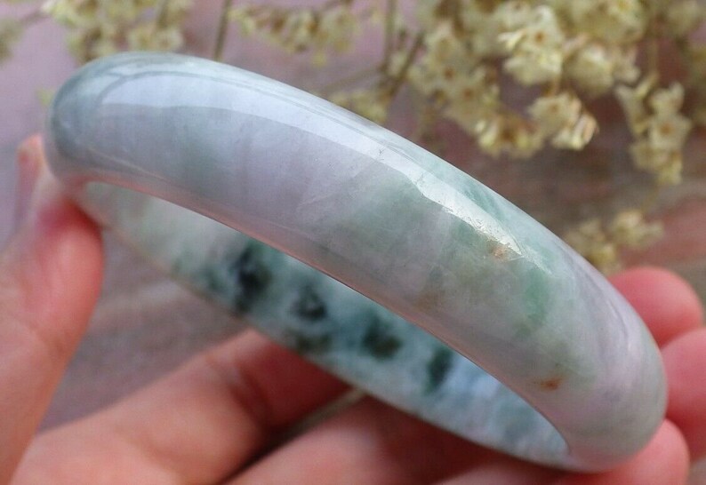 58mm Imperial Apple Green Set in Lavender Jadeite JADE With - Etsy
