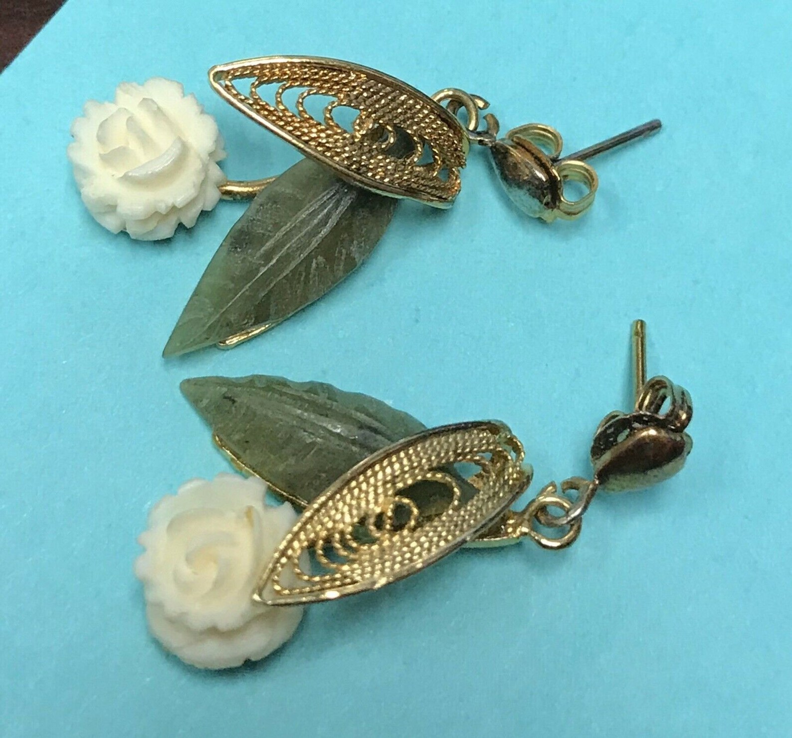 Lite Green Nephrite Jade Filigree Twisted Bone Floral Cut - Etsy