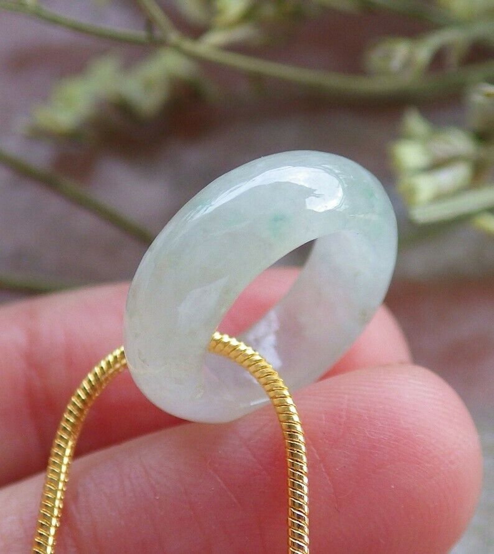 Light Green Jadeite Jade Ball Donut With Gold Chain Necklace | Etsy