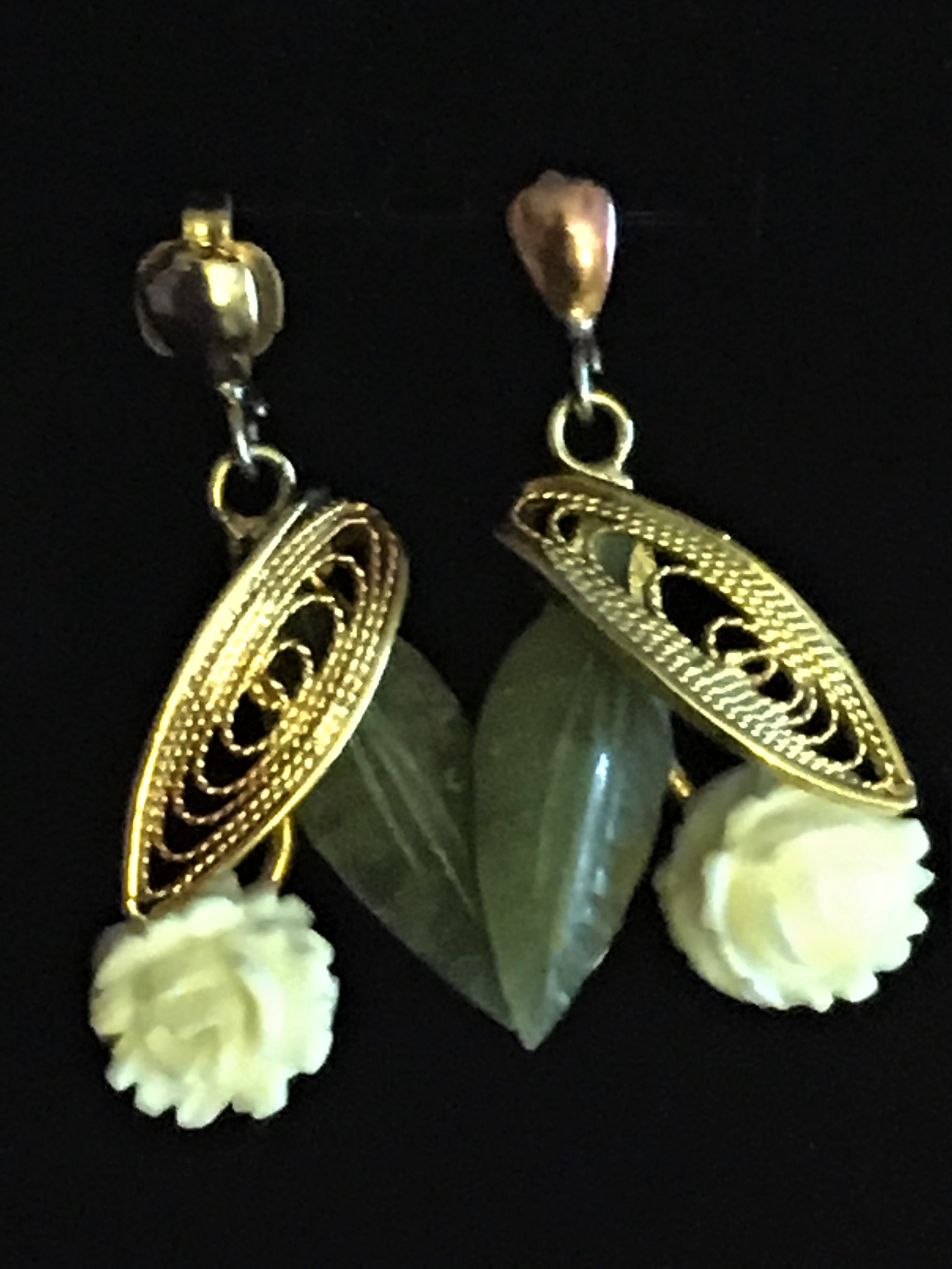 Lite Green Nephrite Jade Filigree Twisted Bone Floral Cut | Etsy