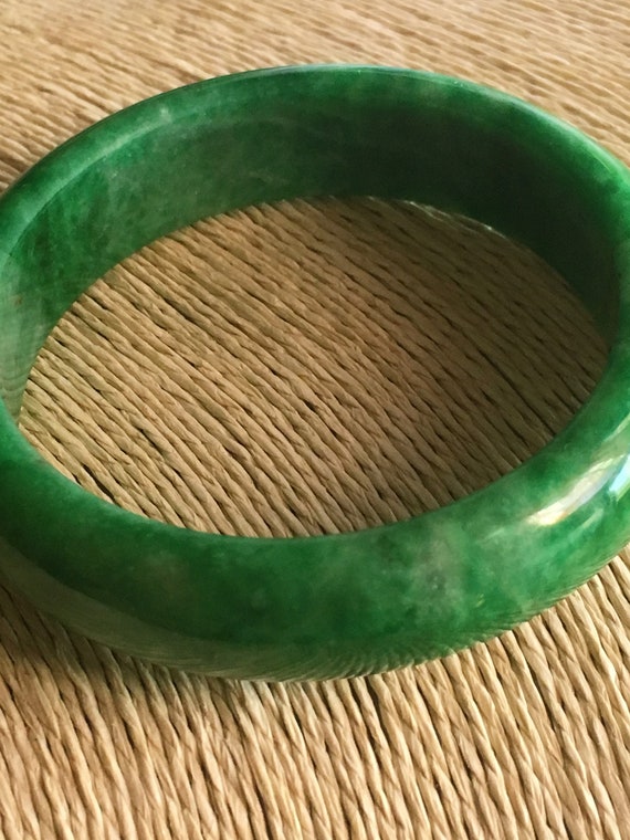 60.8mm Emerald Green with Clouds Jadeite Jade Bangle … - Gem