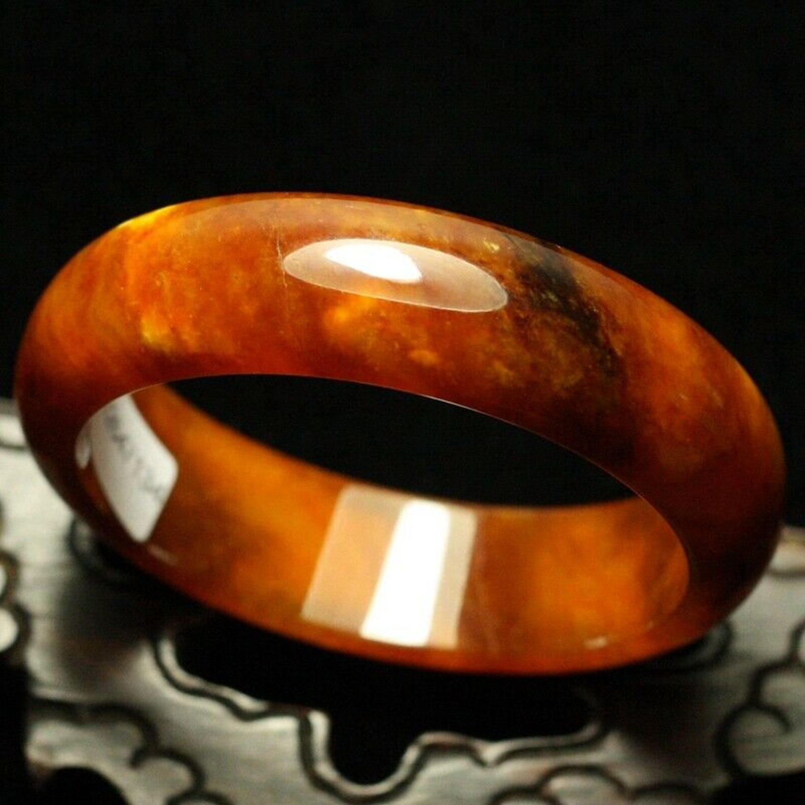 Jadeite 58mm Golden Tawny Orange Brown and White Clouds Certified Hand ...