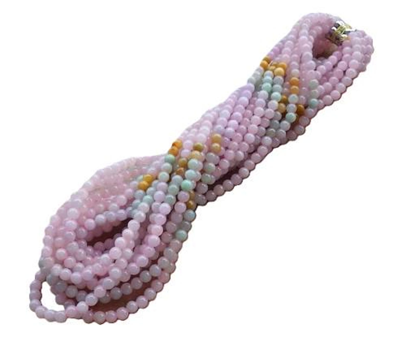 Pink Jadeite Jade Grade A Certified Necklace 6mm Round Beads 18" 2 ...