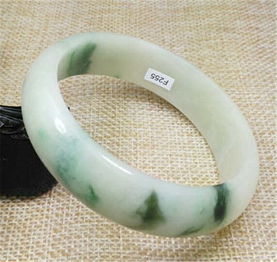 59.5mm Imperial Spots Green White Jadeite Jade Bangl… - Gem