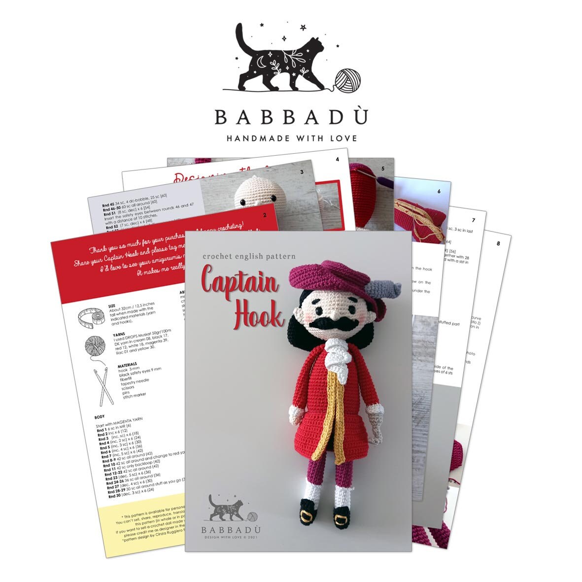 CAPTAIN HOOK Crochet English Pattern. Amigurumi Tutorials. Crochet ...