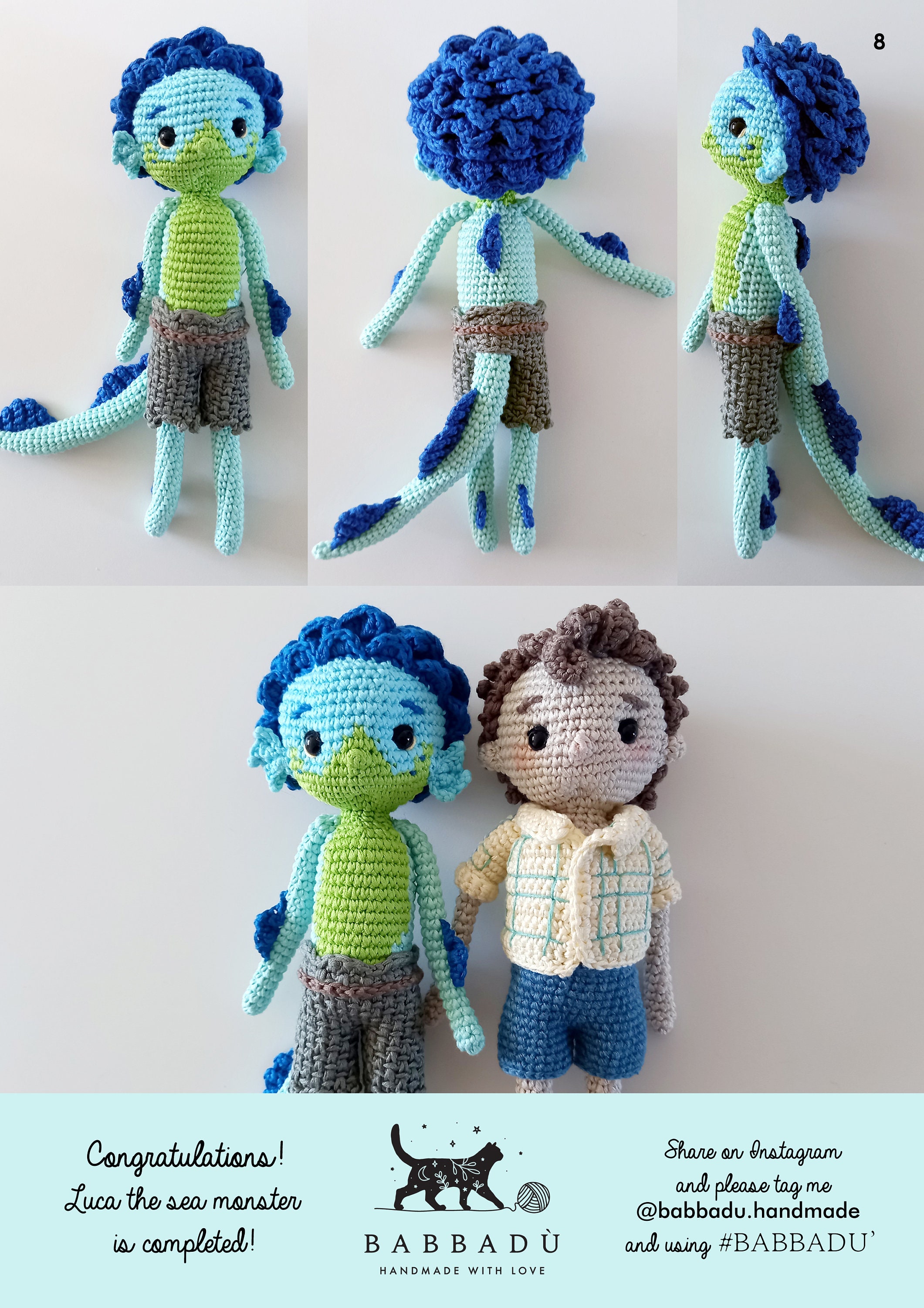 LUCA PAGURO the Sea Monster. Crochet English Pattern. Amigurumi ...