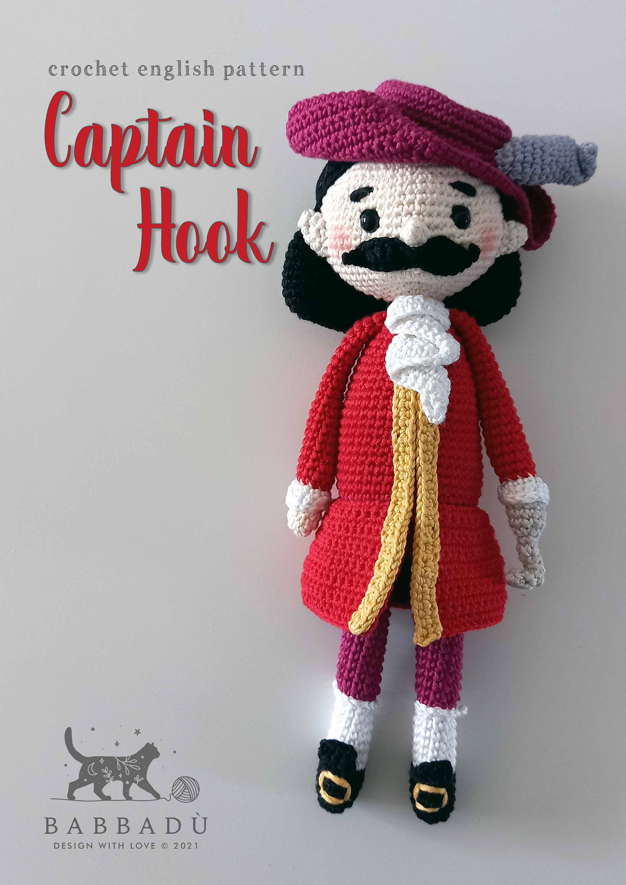 CAPTAIN HOOK Crochet English Pattern. Amigurumi Tutorial. Crochet ...