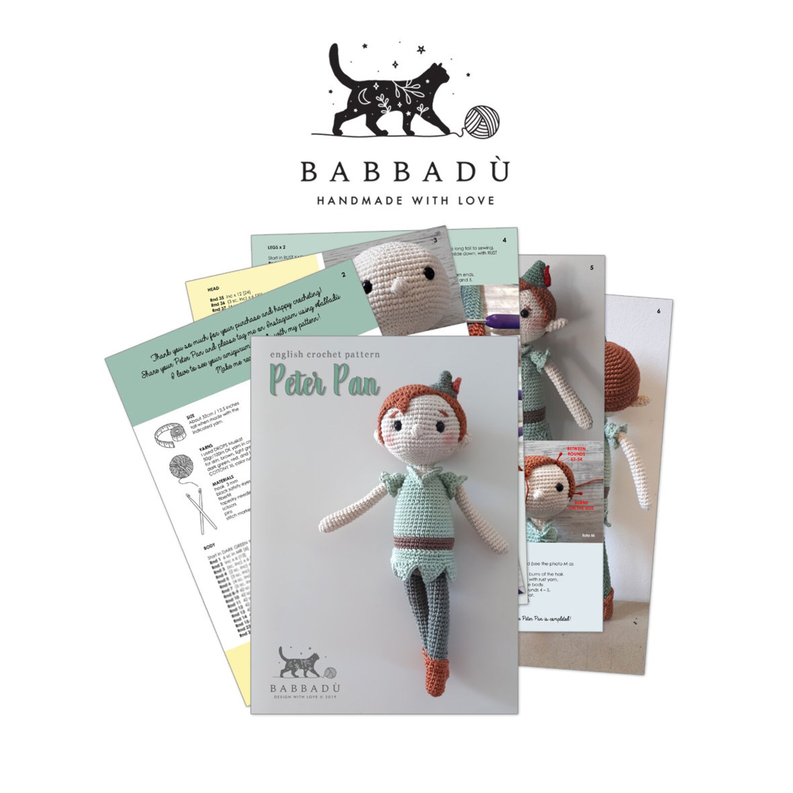 PETER PAN Crochet English Pattern. Tutorial Amigurumi. Tutorial crochet ...