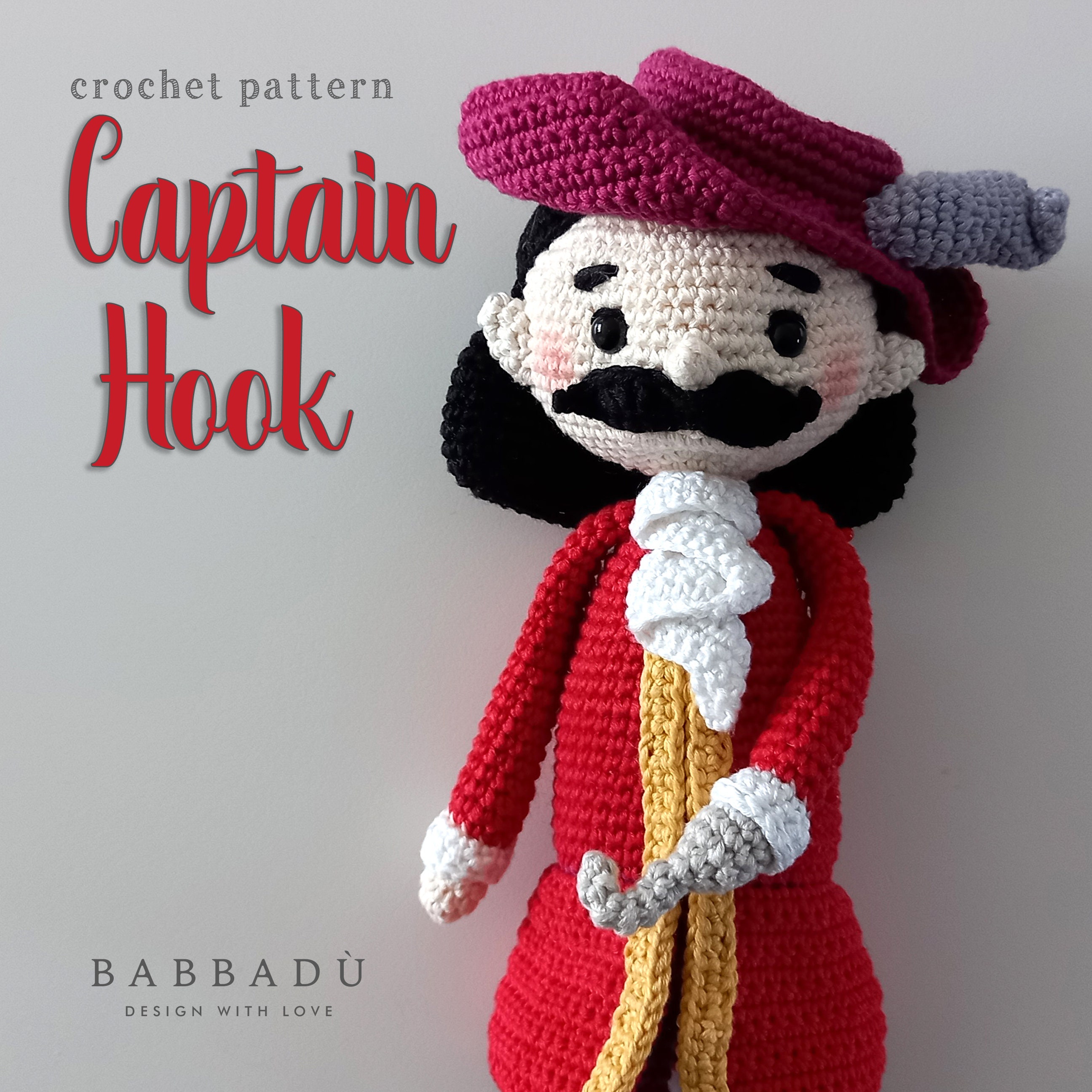 CAPTAIN HOOK Crochet English Pattern. Amigurumi Tutorials. Crochet ...