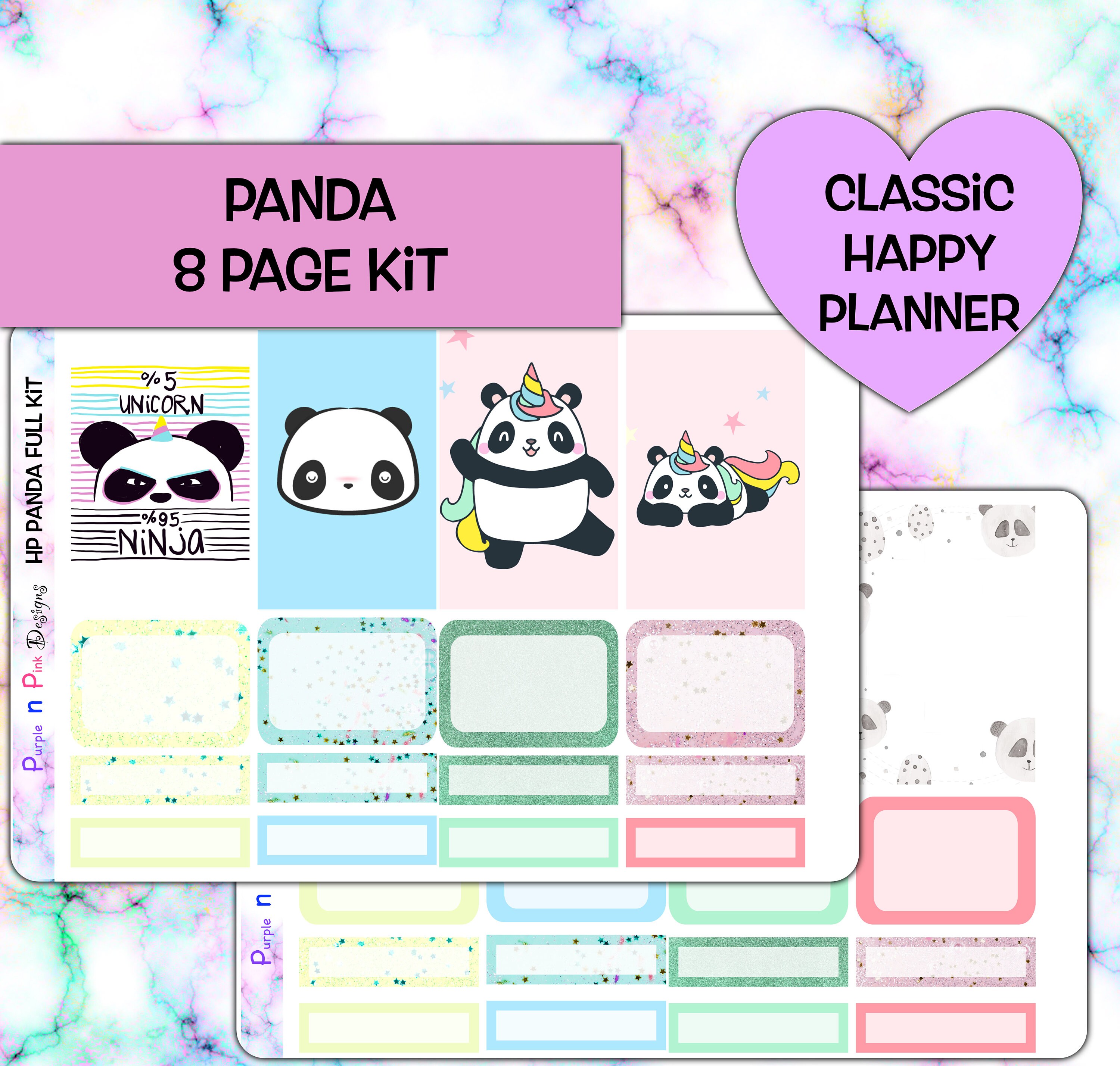 Panda Unicorn Planner Stickers Happy Planner Weekly Kit - Etsy