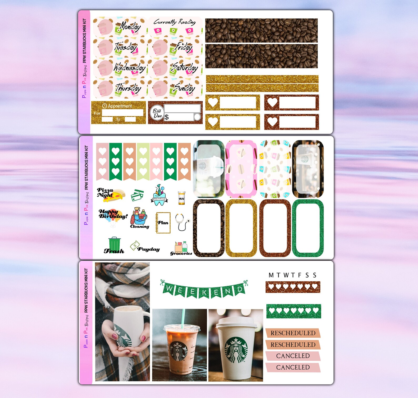 Starbucks Coffee Planner Stickers Print Pression Weeks Weekly Kit - Etsy