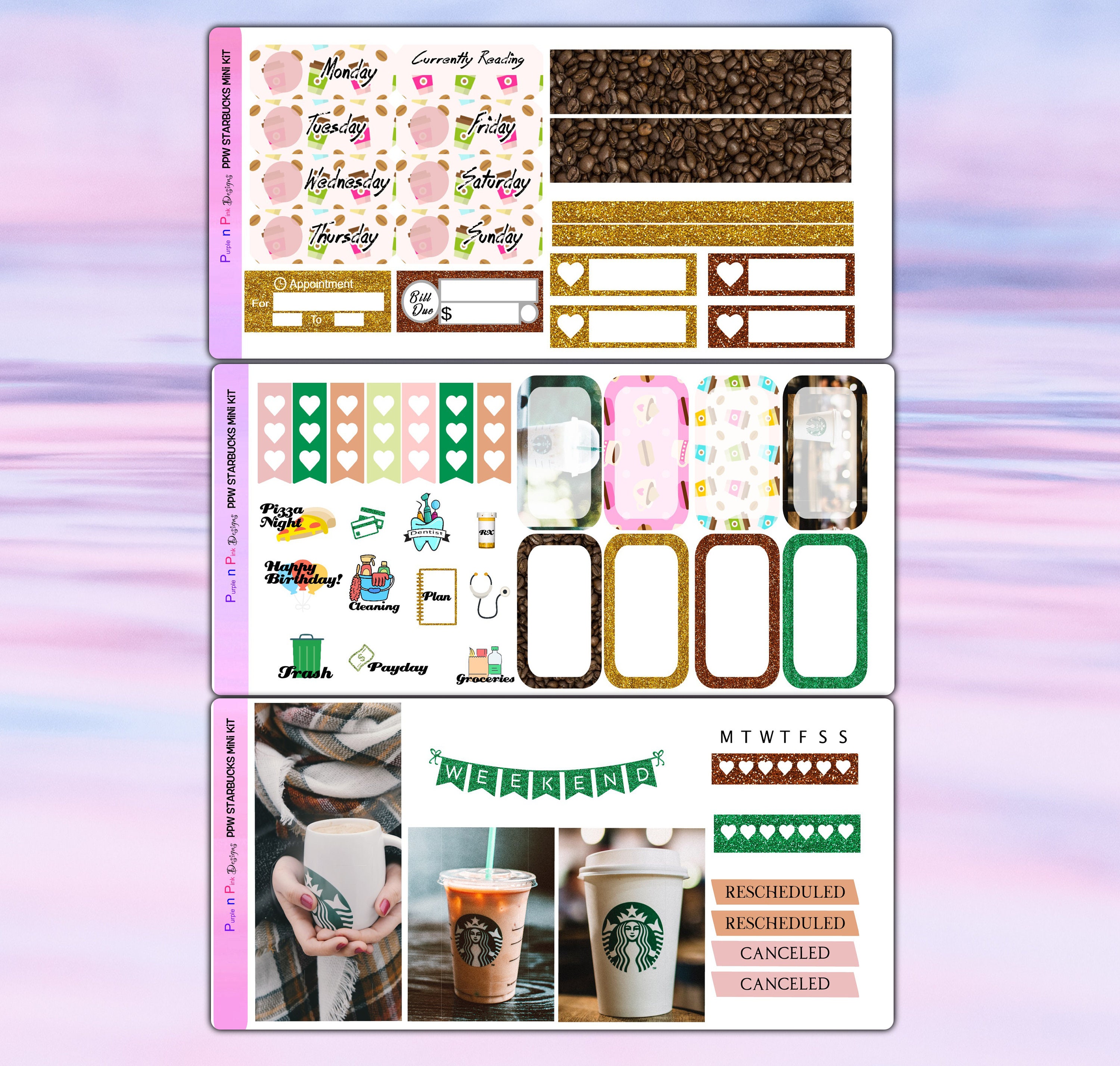 Starbucks Coffee Planner Stickers Print Pression Weeks Weekly Kit - Etsy