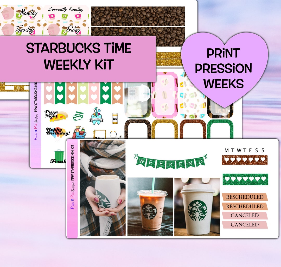 Starbucks Coffee Planner Stickers Print Pression Weeks Weekly Kit - Etsy