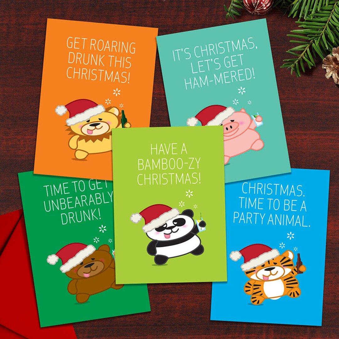 Funny Animal Christmas Cards - Pun Humor Holiday Set - Etsy