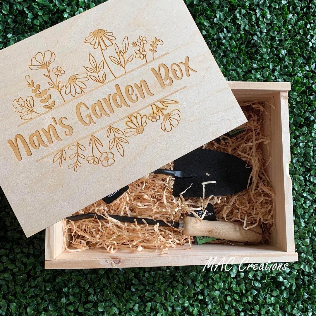 Personalised Gardening Gift Box/hamper - Keepsake Memory Box - Wooden ...