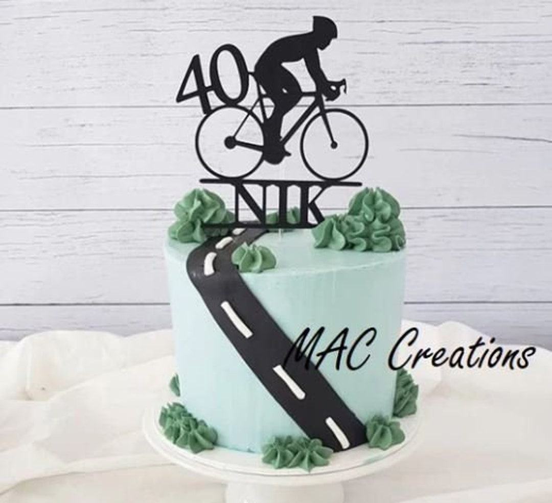 Personalised Cycling Birthday Cake Topper - Acrylic or Wood - Bicycle ...