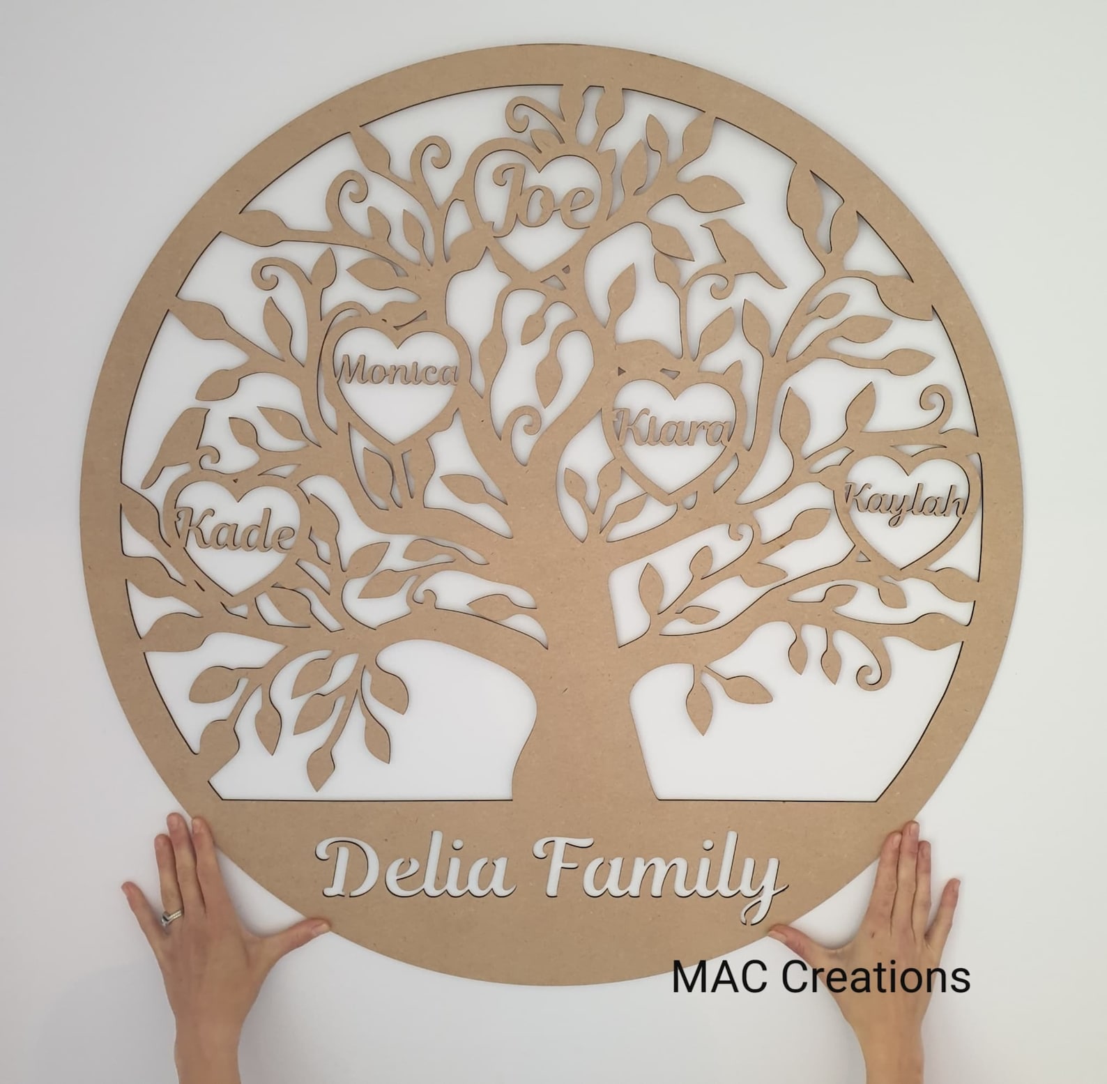 60cm Round Personalised Family Tree Plaque Wall Hanging - Etsy