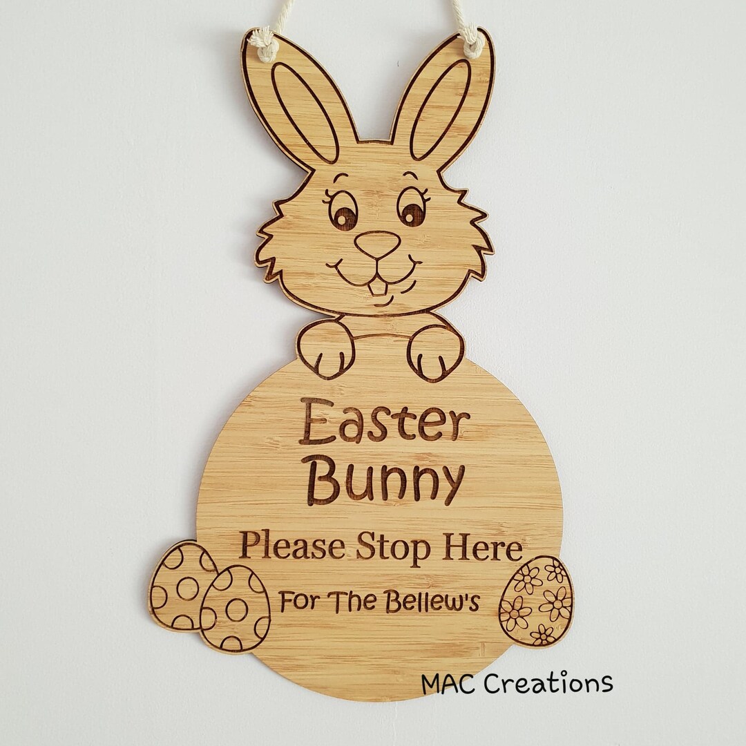 Personalised Easter Bunny Please Stop Here Sign easter Bunny Plaque ...