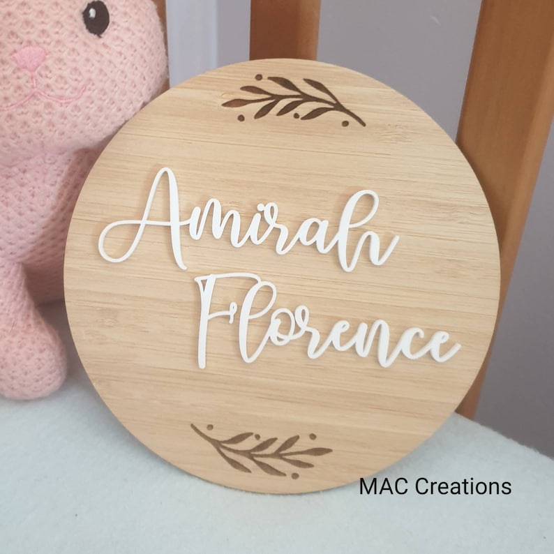 Wooden Personalised Wall Plaque Round ANY Name Wall Hanging - Etsy