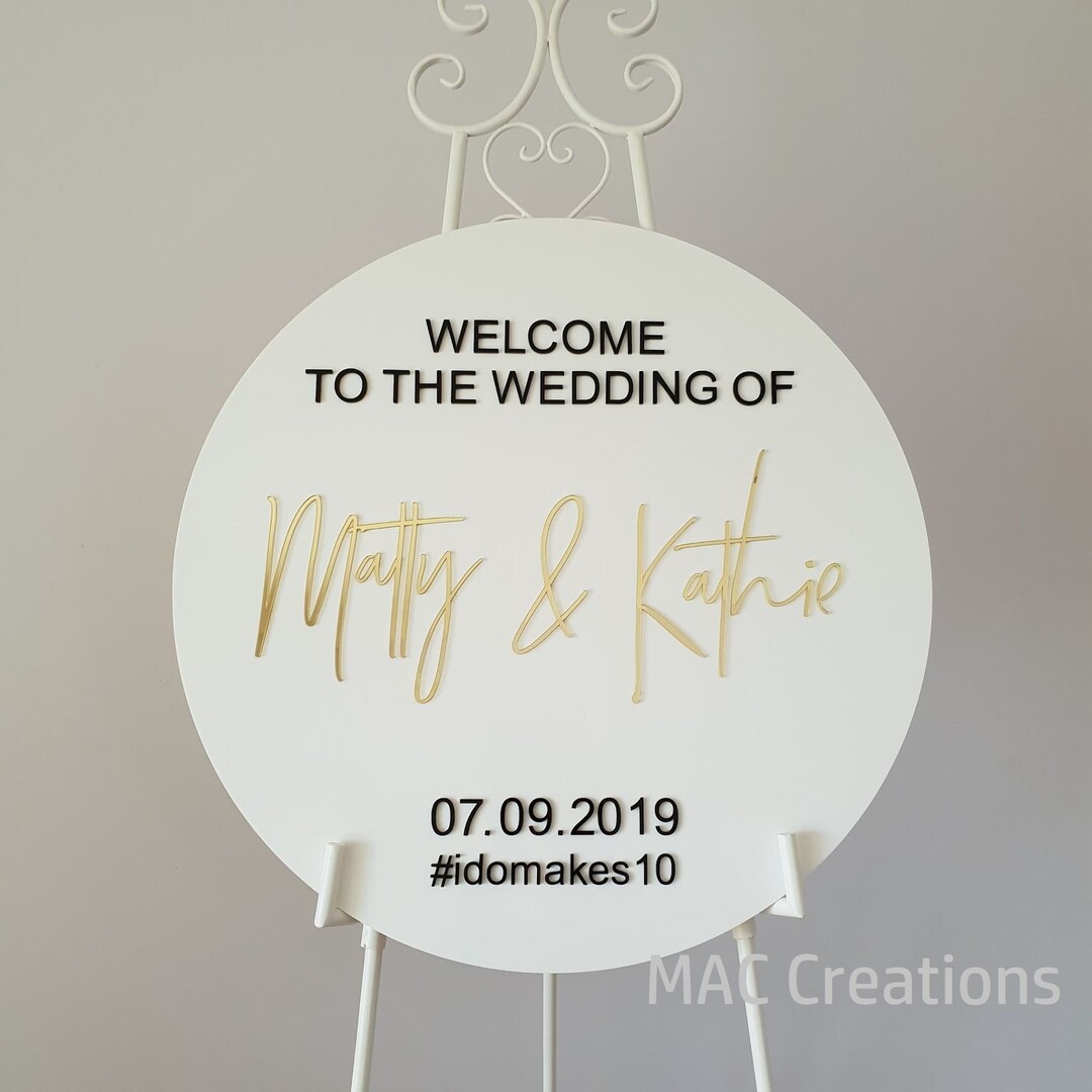 Wedding Welcome Sign - Laser Cut Round Circle Acrylic Perspex Sign ...