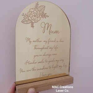 Mother's Day Plaque Mum Poem Acrylic Mothers Day Gift Home Decor Name ...