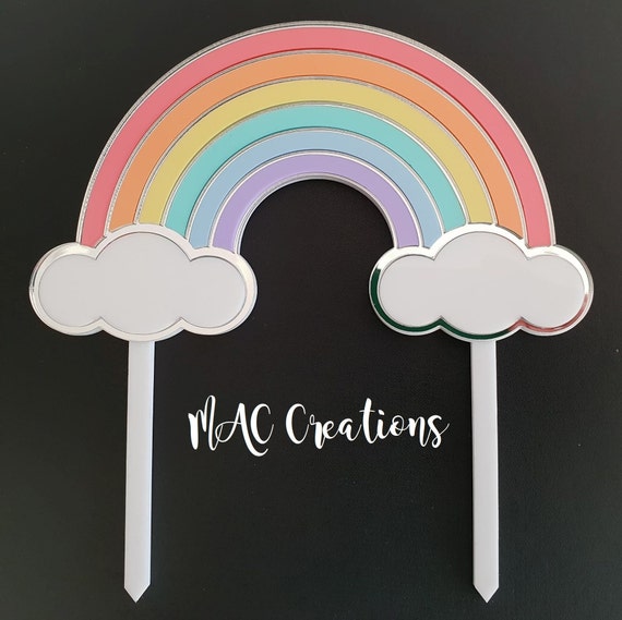 Rainbow Acrylic Cake Topper ADD Any NAME & AGE Acrylic | Etsy