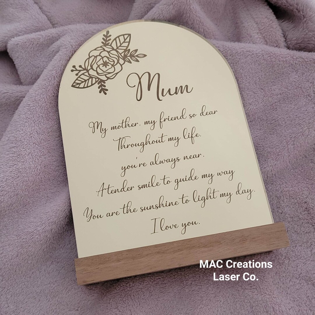 Mother's Day Plaque Mum Poem Acrylic Mothers Day Gift Home Decor Name ...
