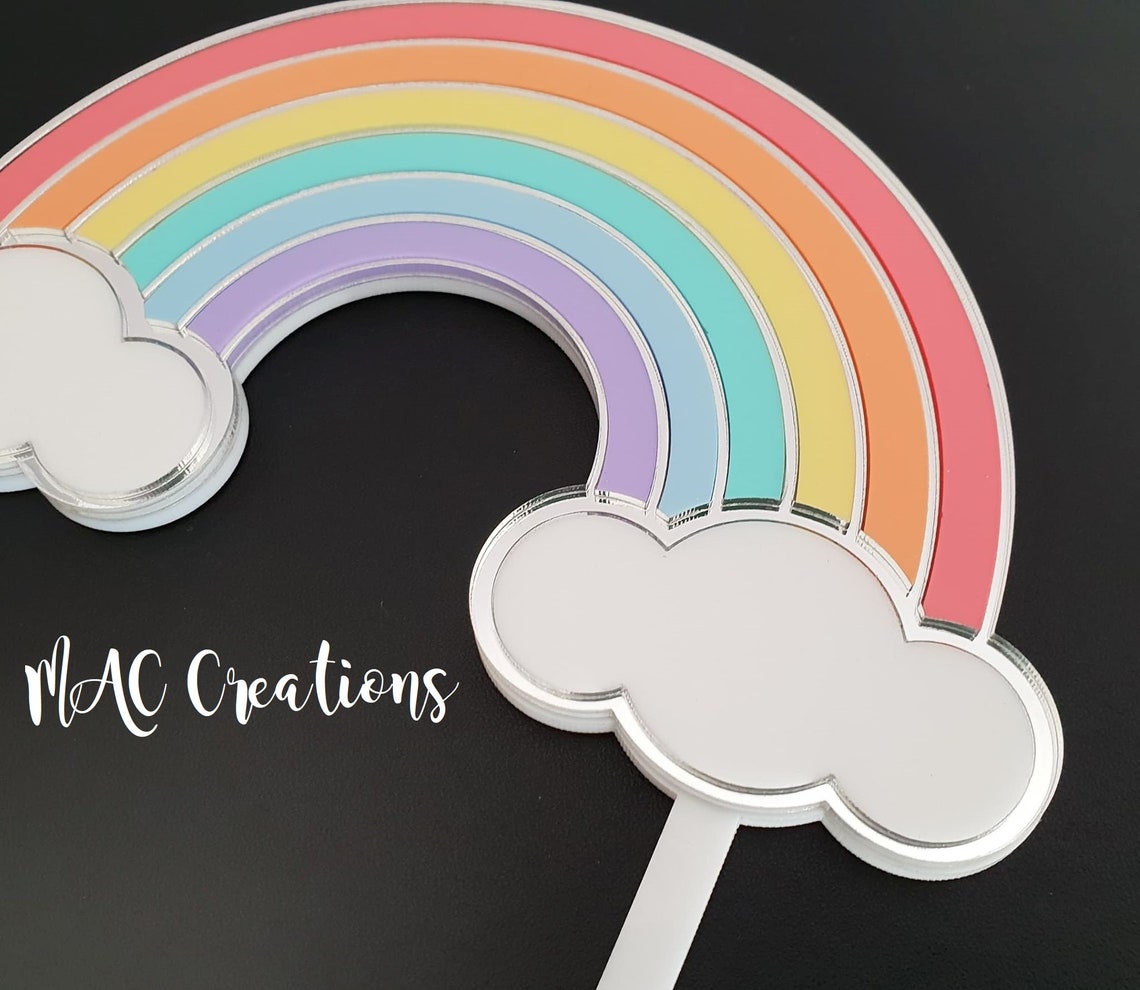 Rainbow Acrylic Cake Topper ADD Any NAME & AGE Acrylic - Etsy