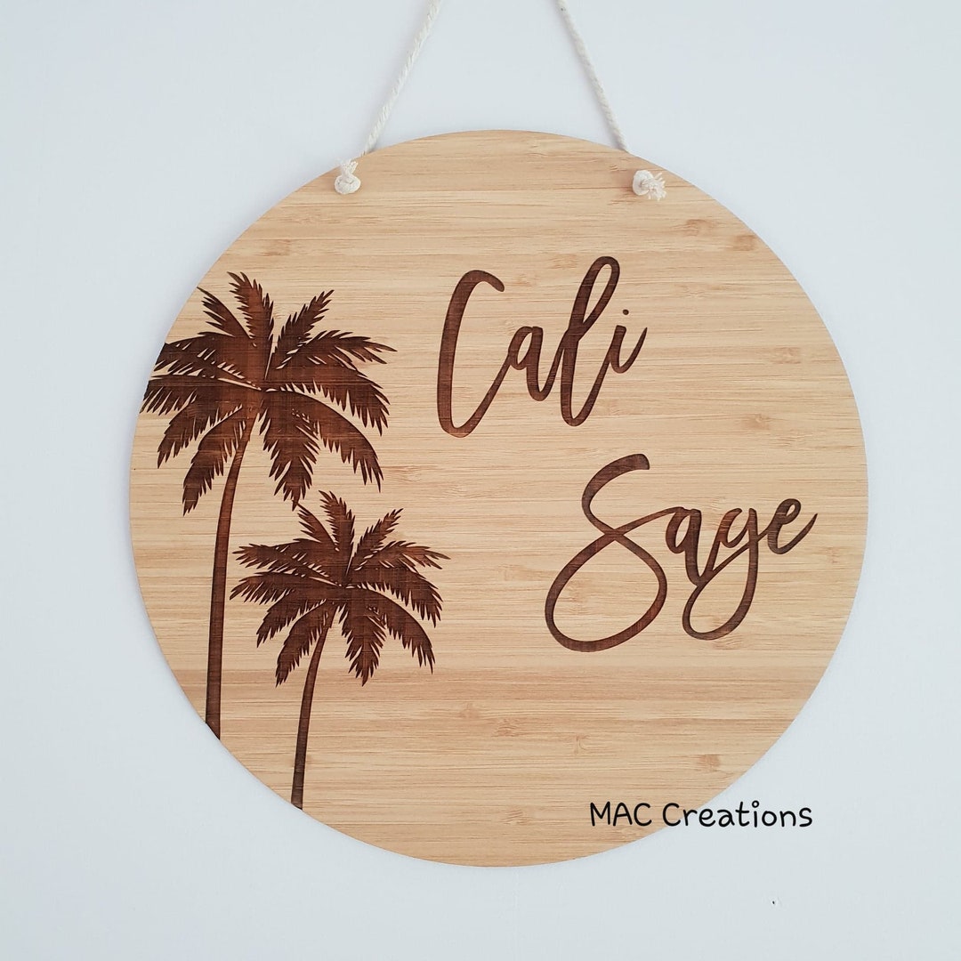 Bamboo Personalised Wall Plaque Round Palm Tree Aloha - Etsy