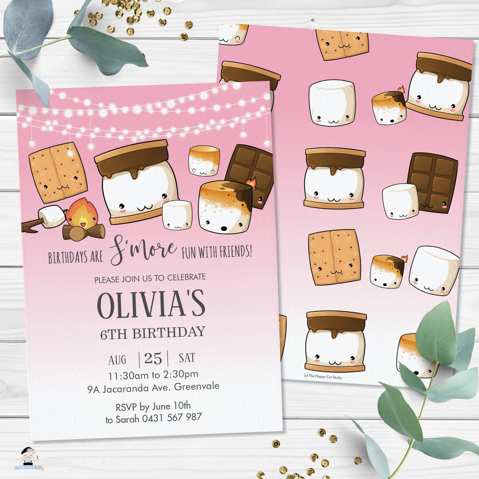S mores Invitation EDITABLE TEMPLATE Cute Kawaii Smore Etsy