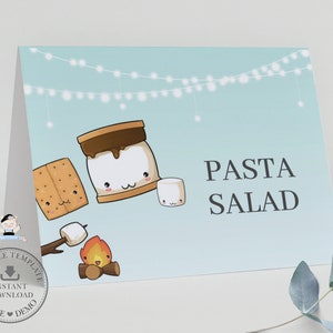 EDITABLE TEMPLATE S'mores Food Tents Printable, Cute Kawaii Smore Place ...