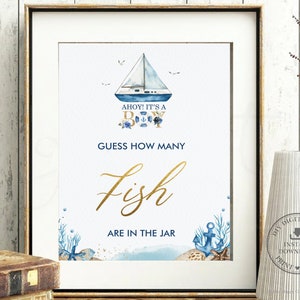 Guess How Many Fish Are in the Jar Game, INSTANT DOWNLOAD, Nautical ...