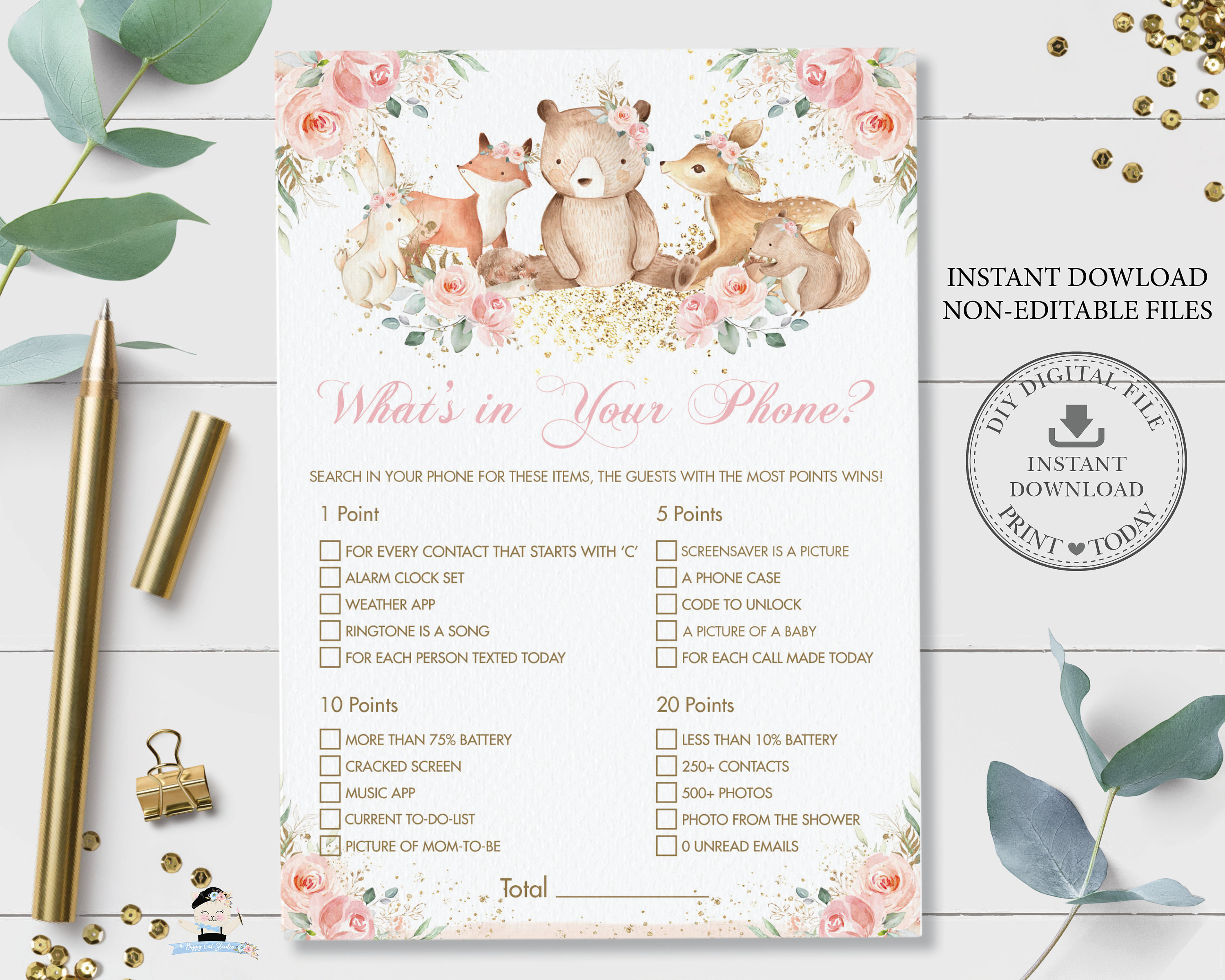 Floral Woodland Animals Baby Shower Game Bundle 8 GAMES Baby - Etsy
