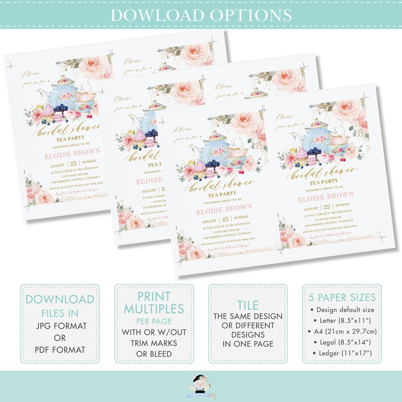 Table Number Card Blush Pink Floral High Tea Party Printable - Etsy