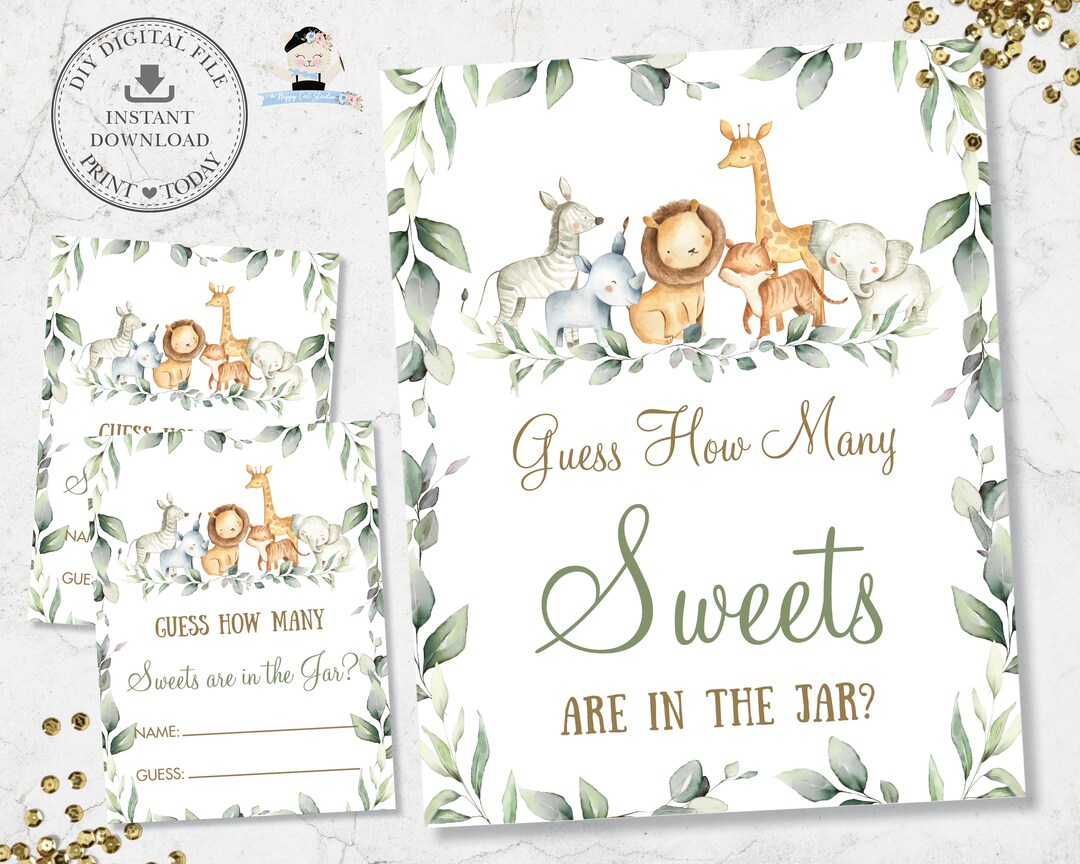 Guess How Many Sweets Are in the Jar Game, INSTANT DOWNLOAD, Greenery ...