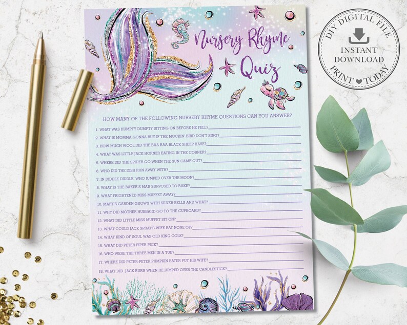 Mermaid Nursery Rhyme Song Game Quiz Girl Mermaid Tail Baby - Etsy