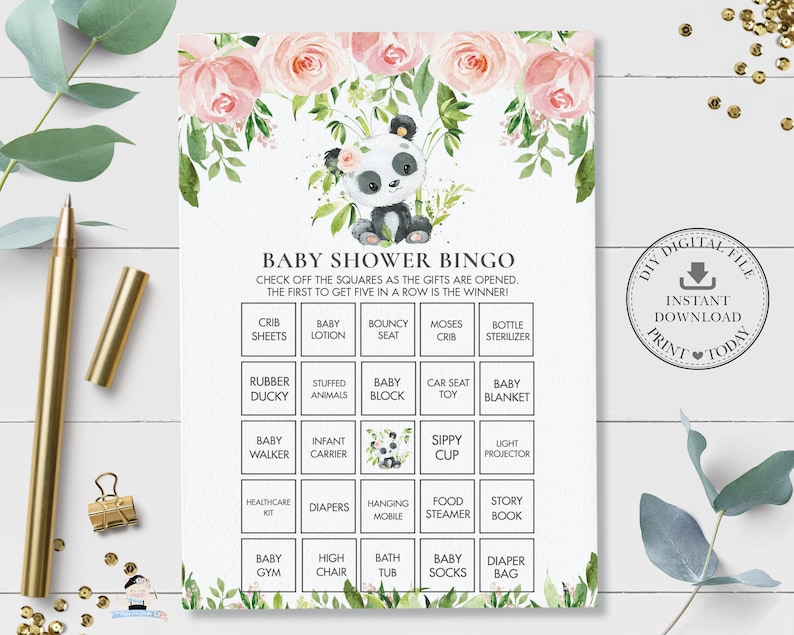 Cute Panda Baby Shower Bingo Game Printable INSTANT DOWNLOAD - Etsy