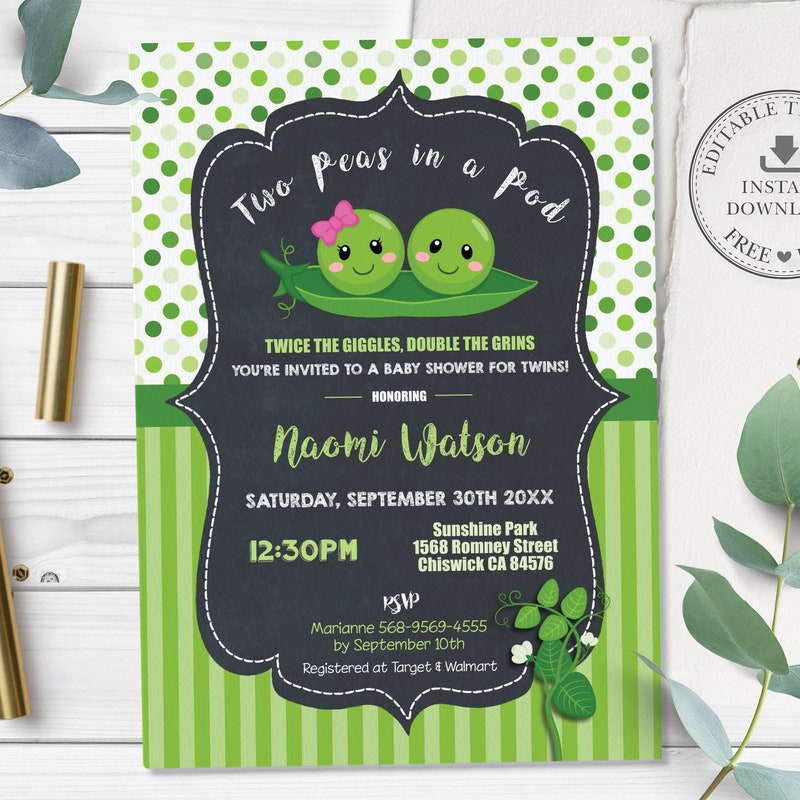 Two Peas in a Pod Invitation - Etsy