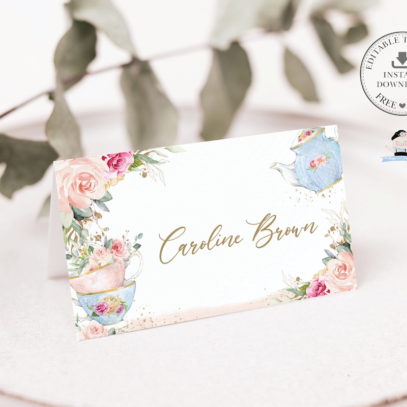 Tea Party Place Card - Etsy
