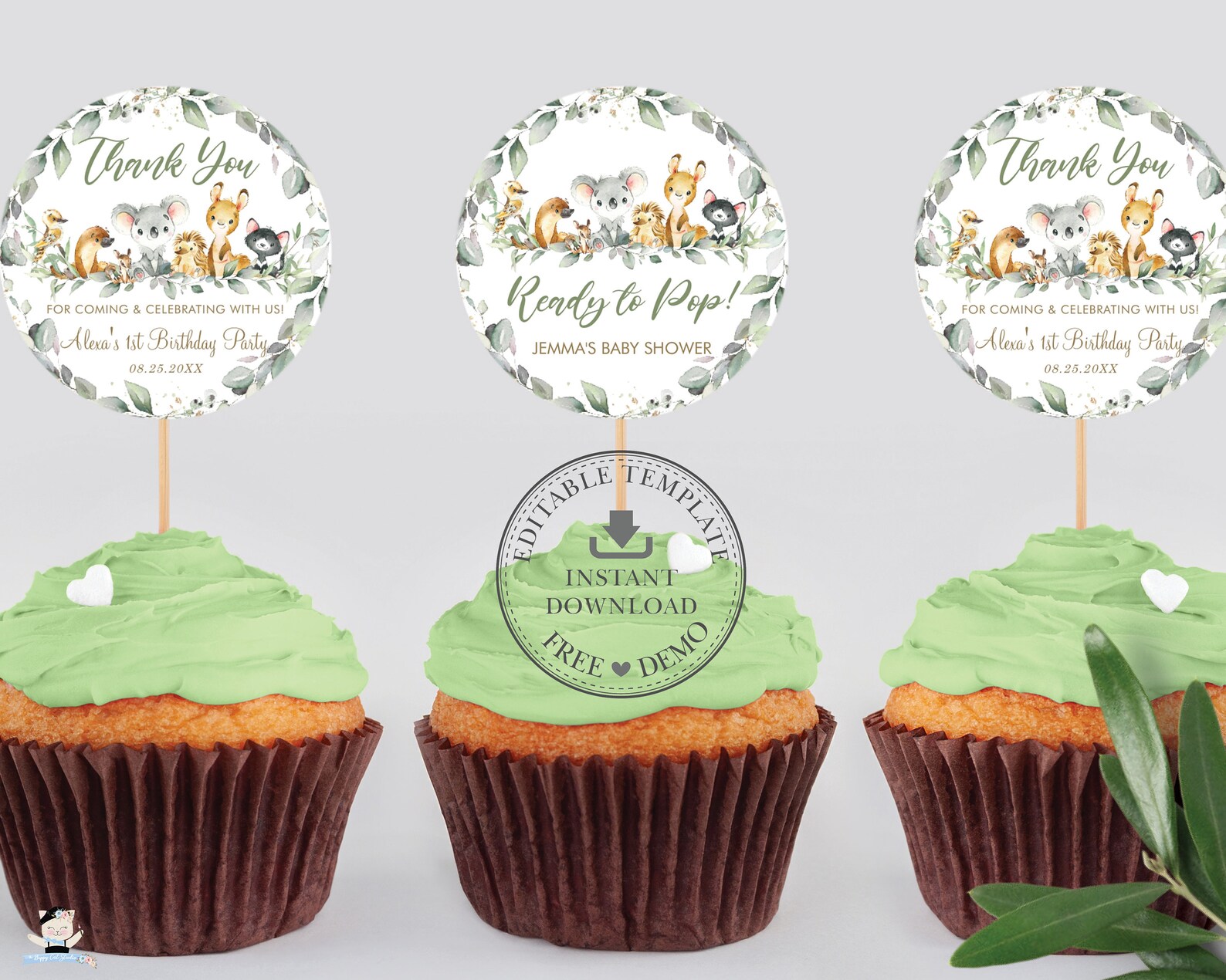 EDITABLE TEMPLATE Australian Animals 2 Circle Tags | Etsy