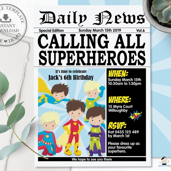 Superhero Invites - Etsy